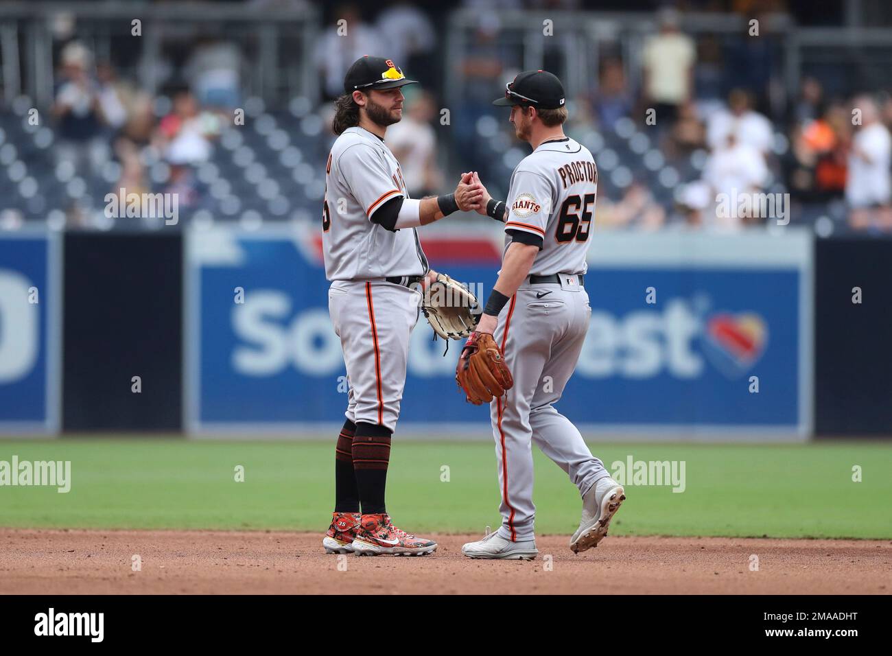 San Francisco Giants' Brandon Crawford, left, and Ford Proctor ...