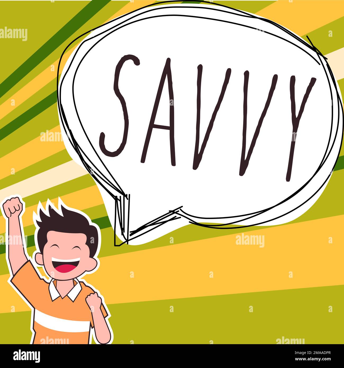 Text caption presenting Savvy. Concept meaning having perception ...