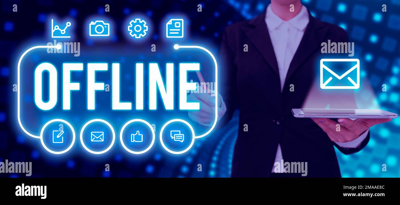 Writing displaying text Offline. Internet Concept Not having directly ...