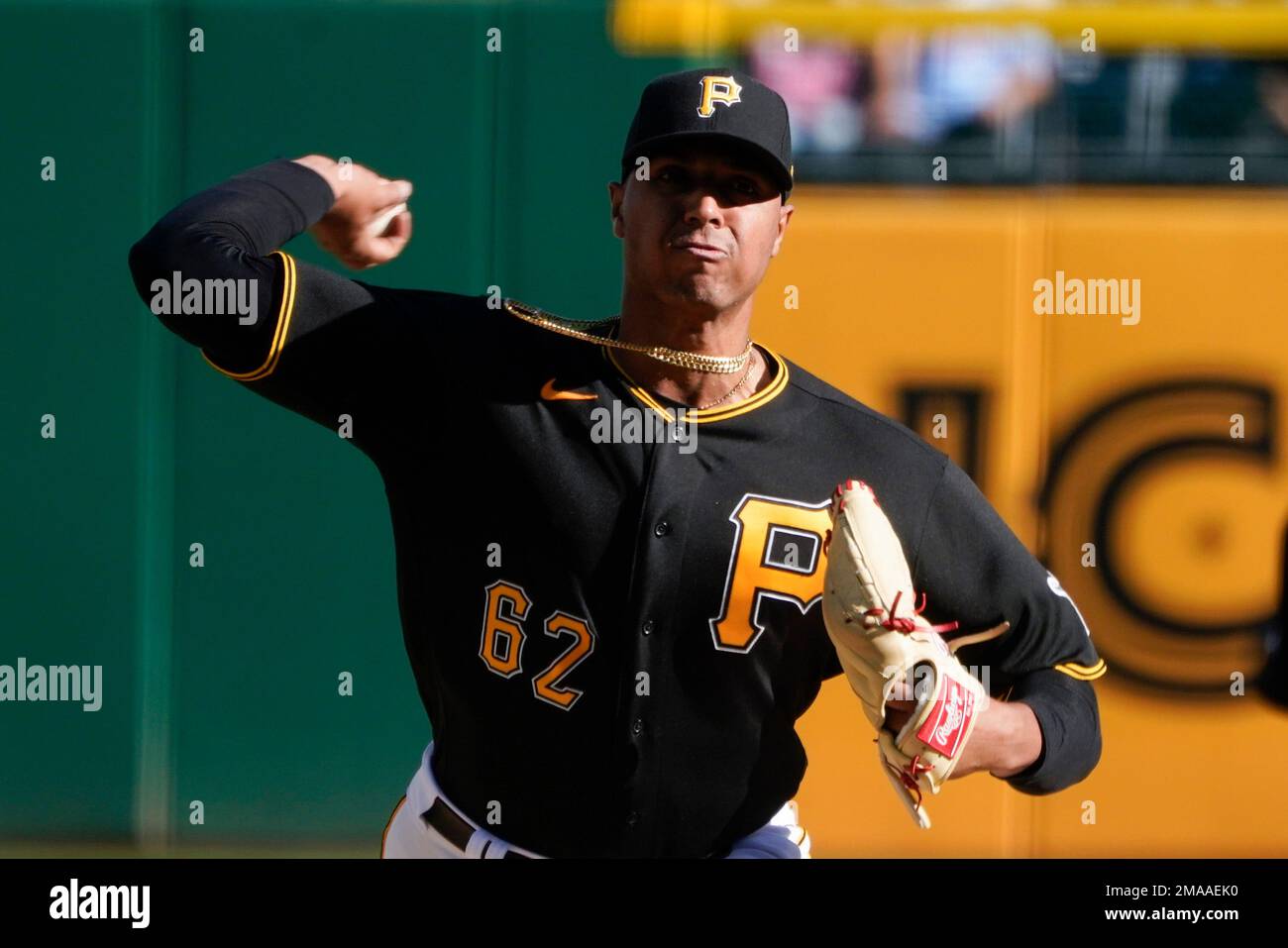 Pittsburgh Pirates starter Johan Oviedo pitches against the St. Louis ...