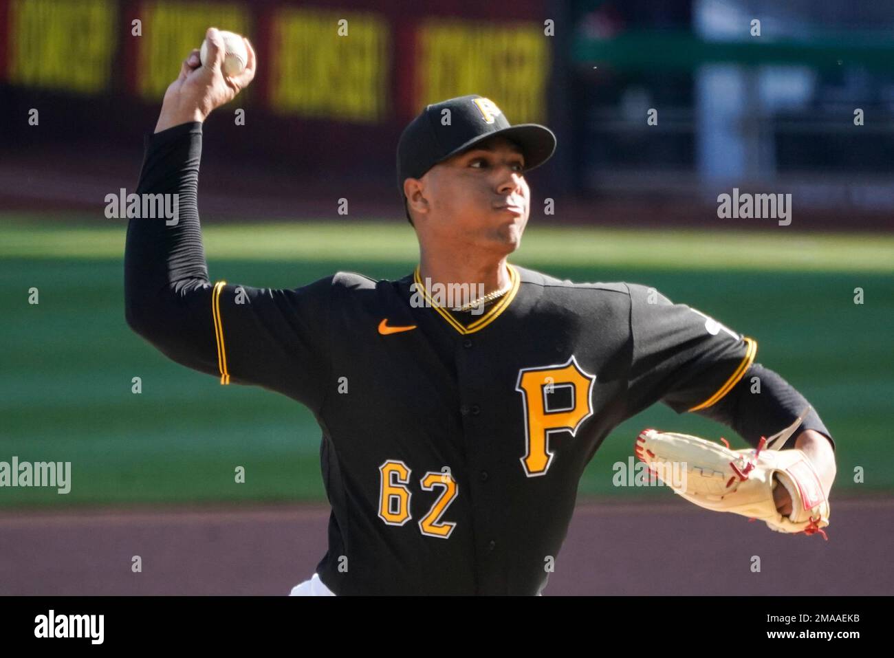 Pittsburgh Pirates starter Johan Oviedo pitches against the St. Louis ...