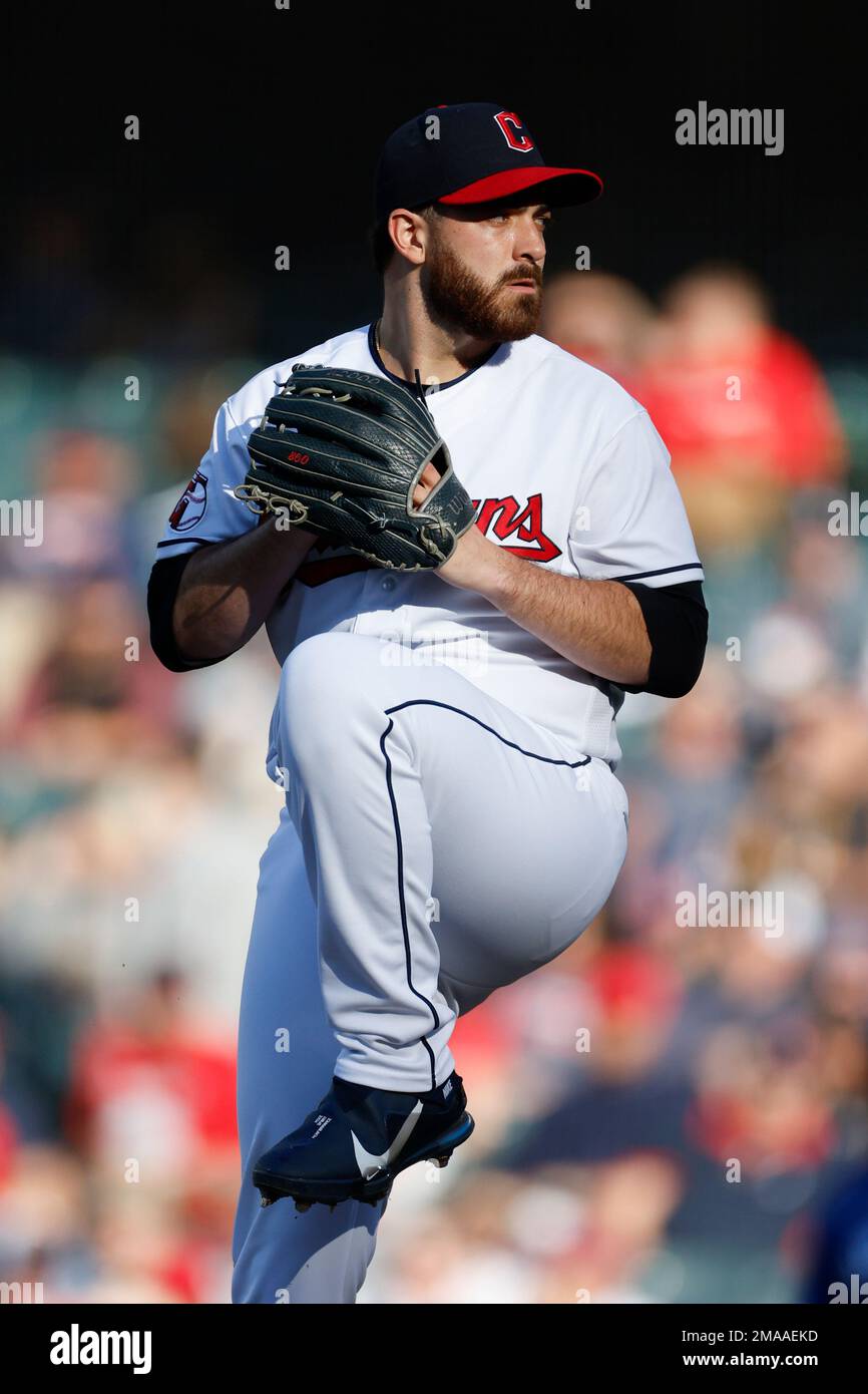 Cleveland Guardians starting pitcher Aaron Civale delivers against the ...