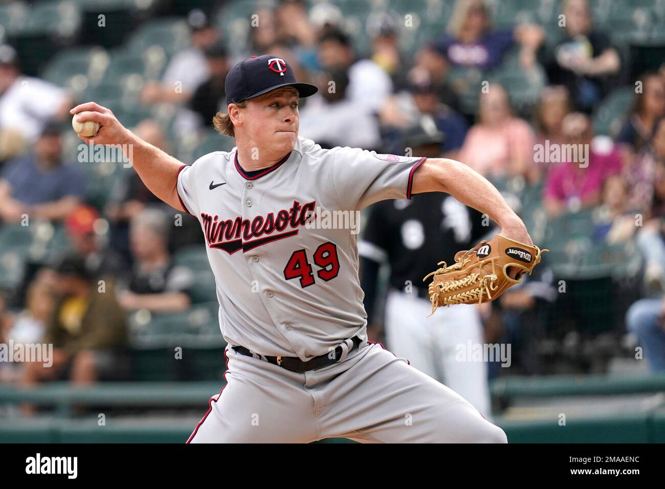 Minnesota Twins starting pitcher Louie Varland delivers during the ...
