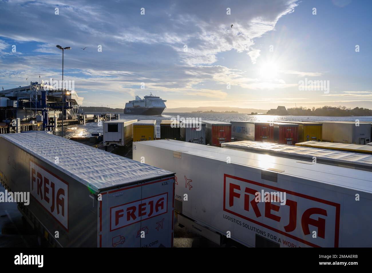 Color Line ferry "Color Magic" departing from Hjortnes Terminal in Oslo ...