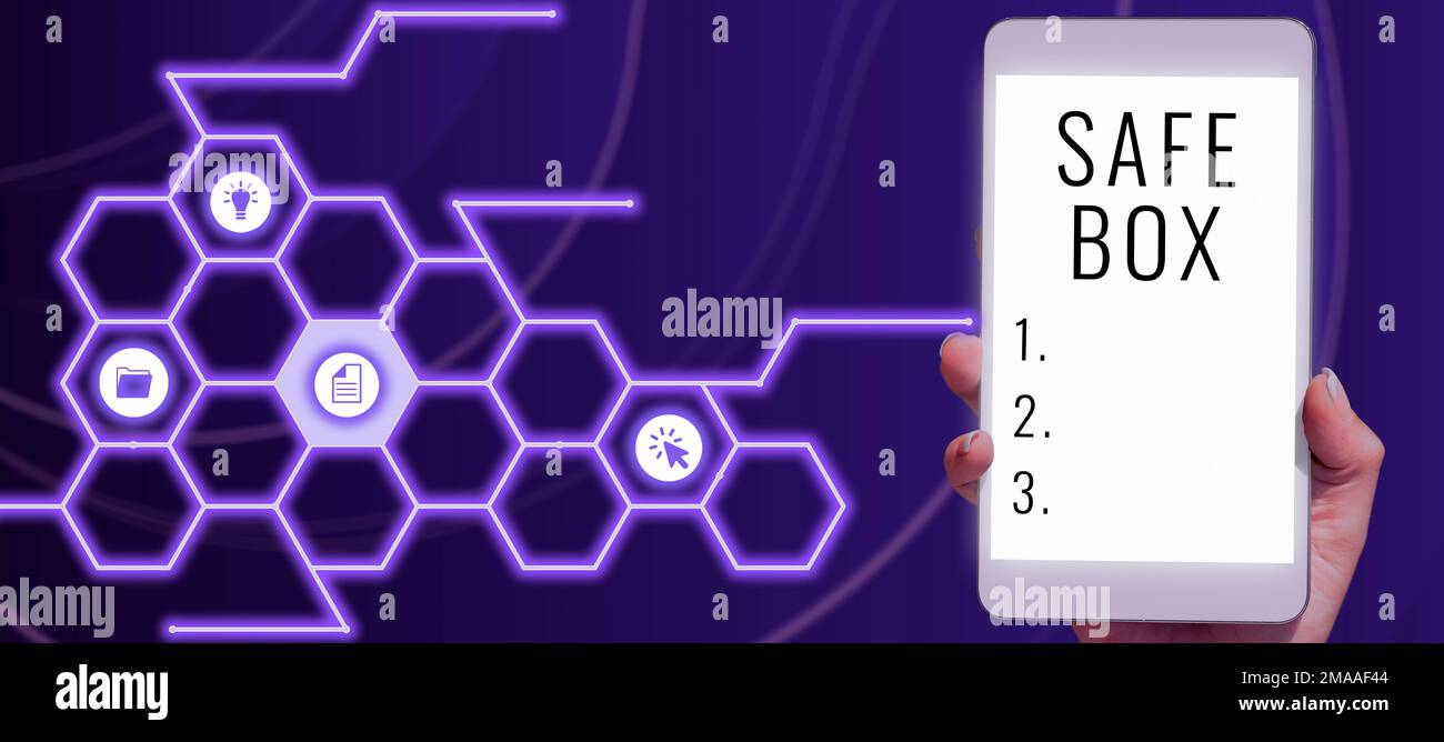 Text caption presenting Safe Box. Internet Concept A small structure where you can keep ...