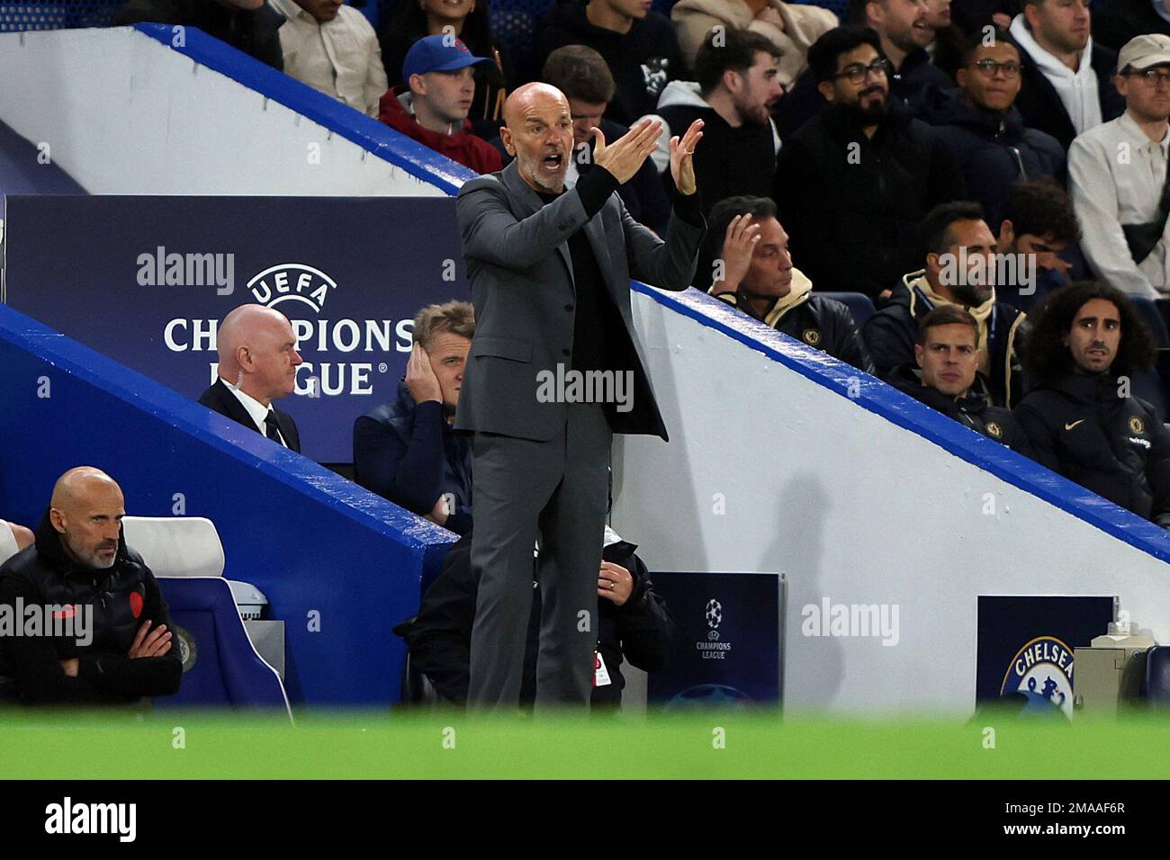 AC Milan's manager Stefano Pioli gestures during a Group E soccer match ...