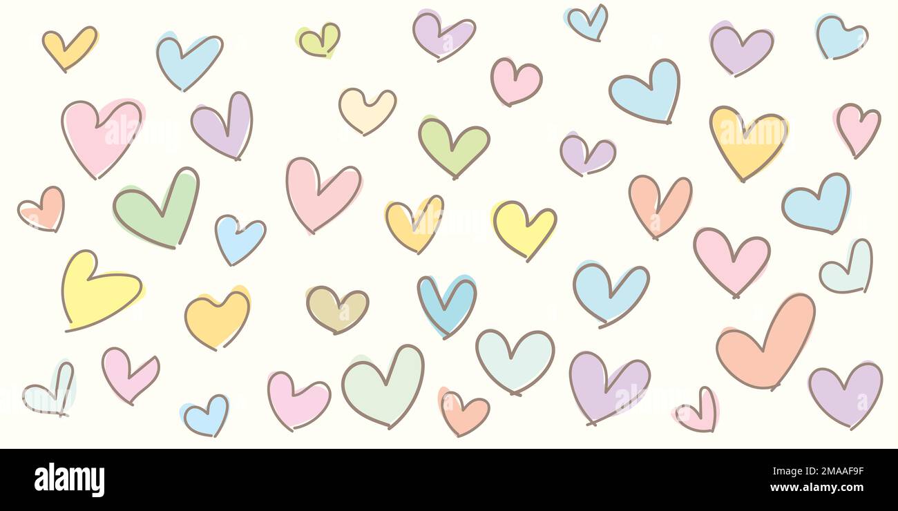 Colorful heart shape with doodle line. Heart sharp childish ...