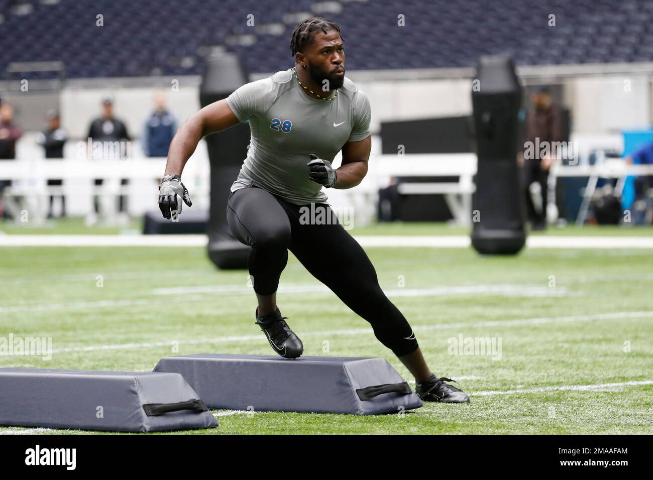 Linebacker Jai Jackson, of the United Kingdom, participates in a drill ...