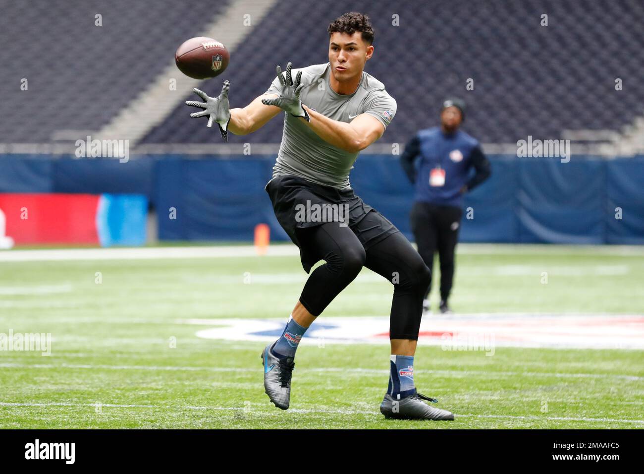 Tight end Patrick Murtagh, of Australia, participates in a drill at the ...