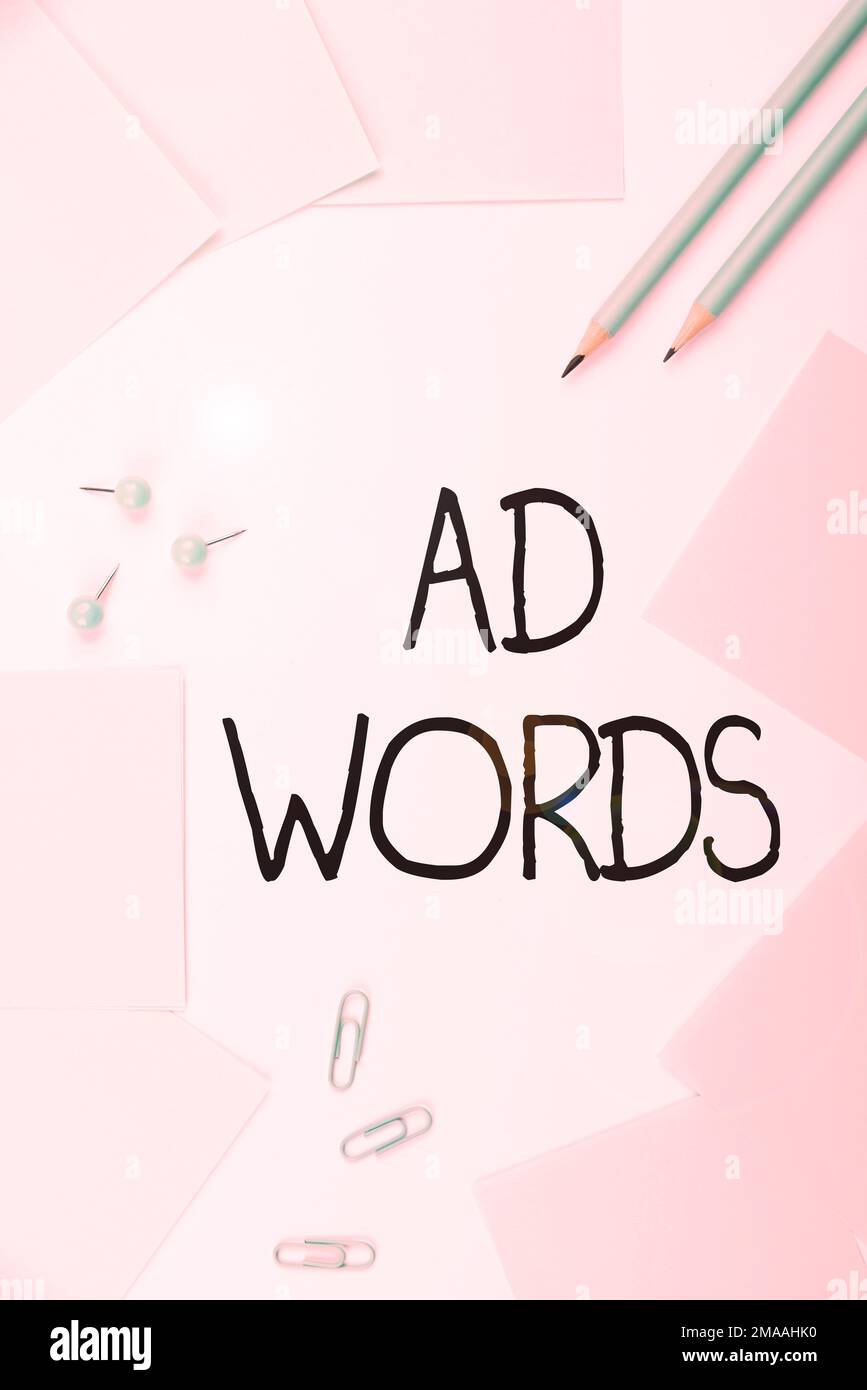 Text showing inspiration Ad Words. Conceptual photo oversee and control ...