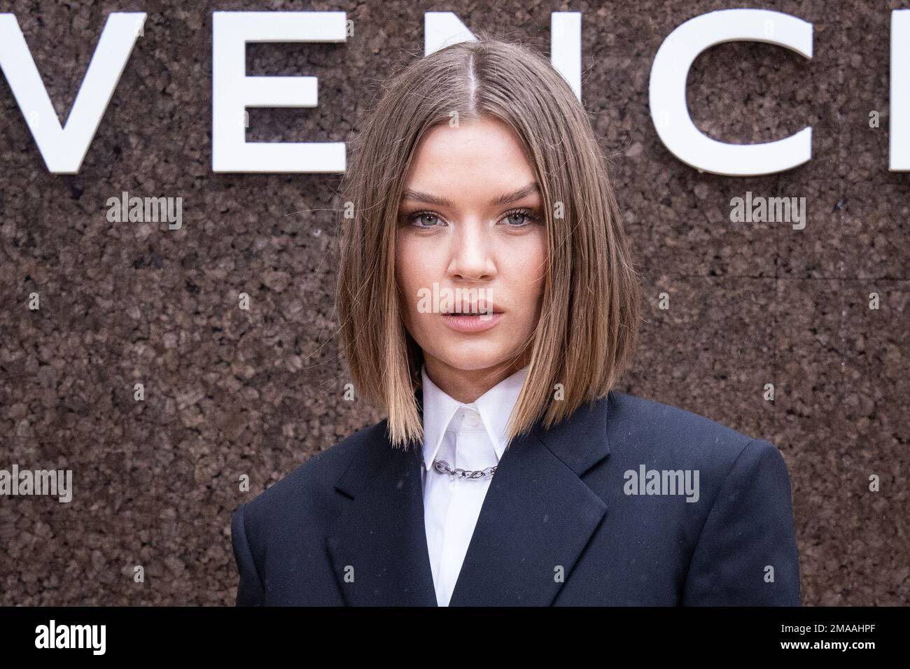 Josephine Skriver poses for photographers upon arrival for the Givenchy ready-to-wear Spring ...