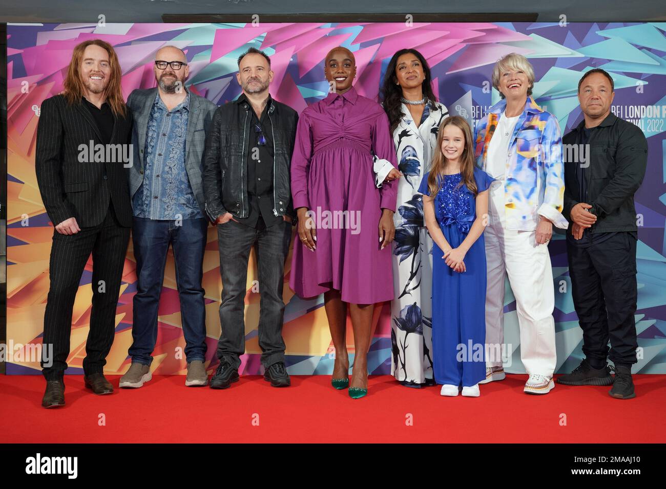 Tim Minchin, from left, Dennis Kelly, Matthew Warchus, Lashana Lynch ...