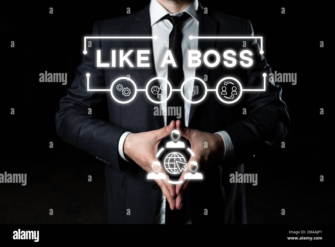 Hand writing sign Like A Boss. Word for Acting as if you are the one ...