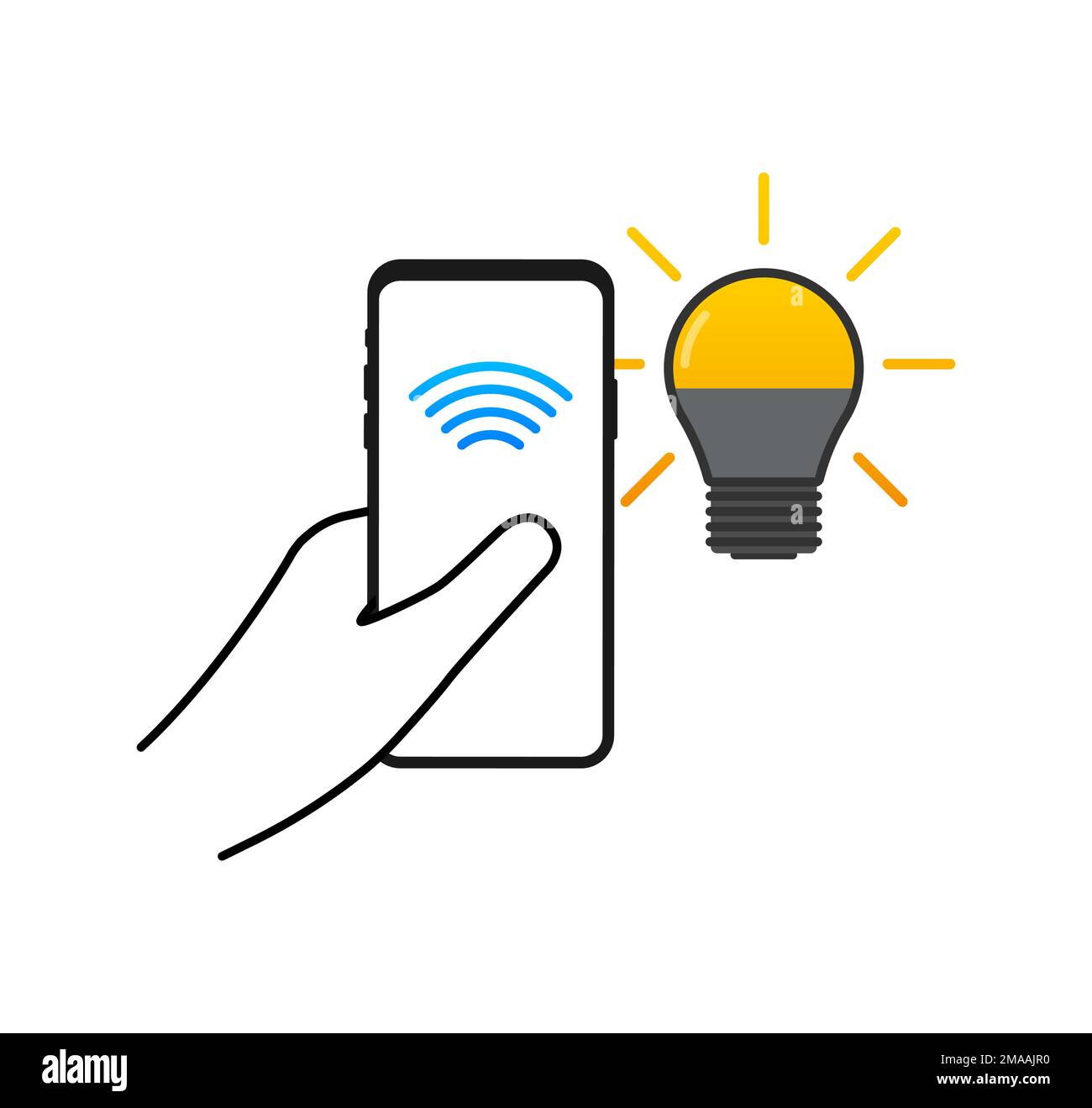 Light bulb. Smart light icon. Wireless communication technology. Vector ...