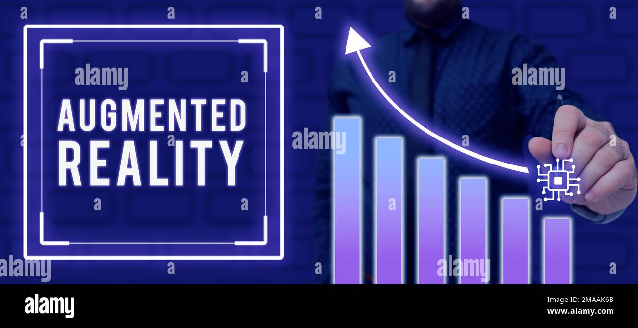 Text sign showing Augmented Reality. Business overview technology that ...