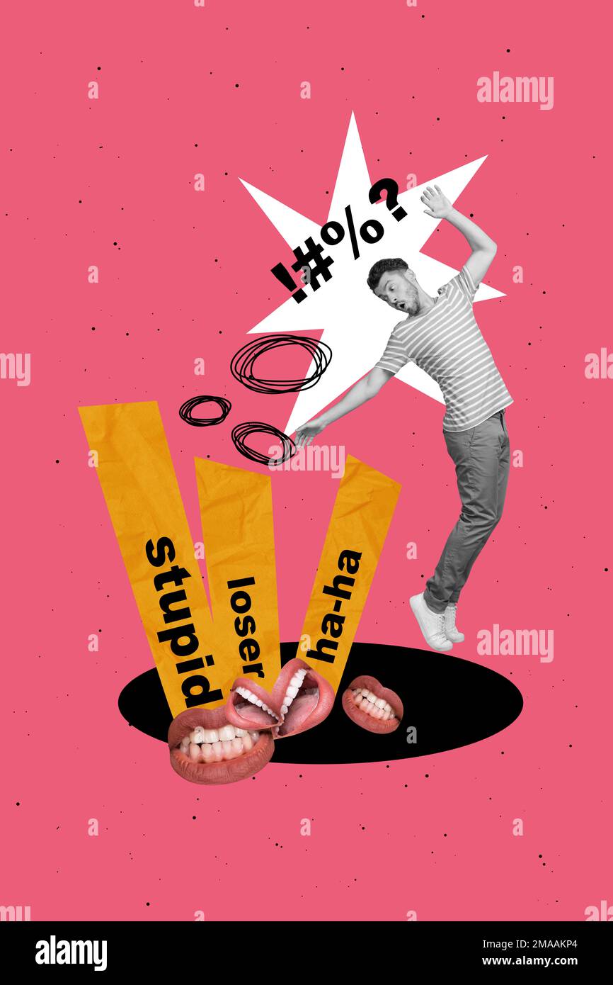 Unusual advert creative 3d composition collage of magic hole with mouth ...