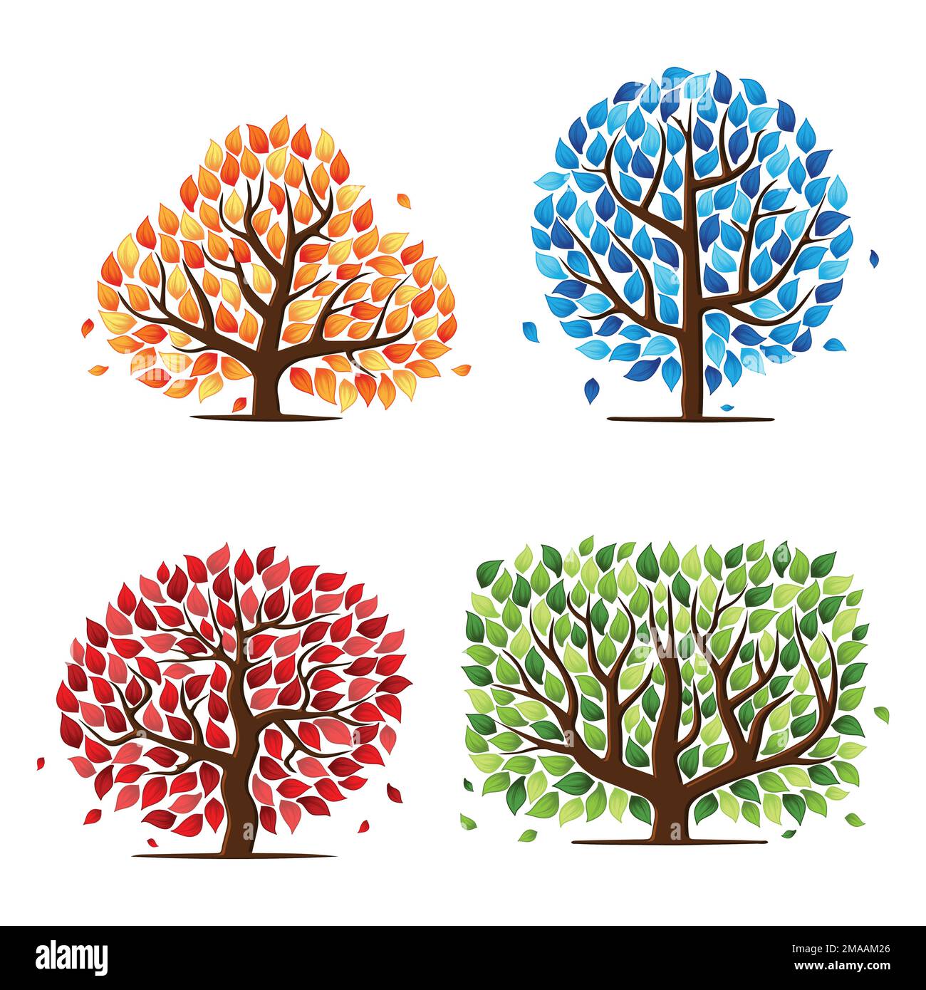 Abstract season leaves tree silhouettes set Stock Vector Image & Art ...