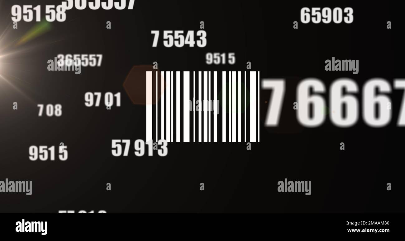 Image of bar code over data processing on black background Stock Photo ...