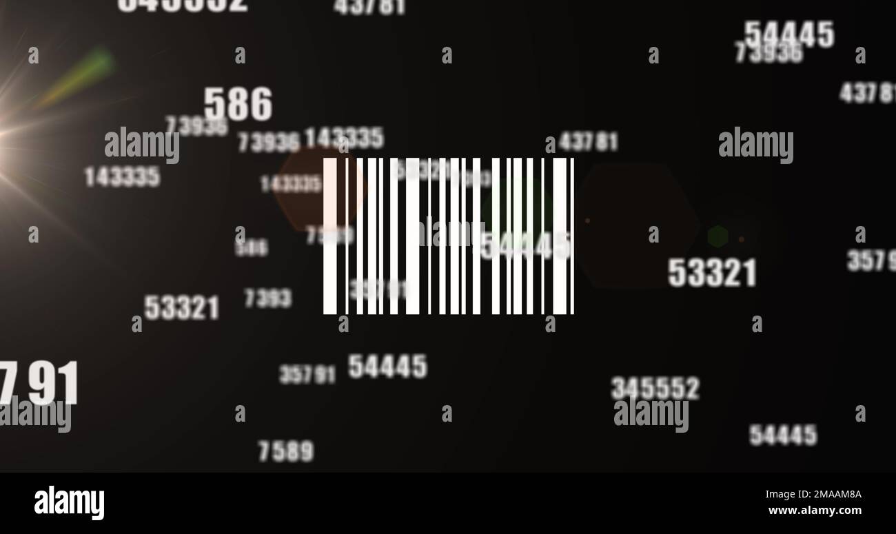Image of bar code over data processing on black background Stock Photo - Alamy
