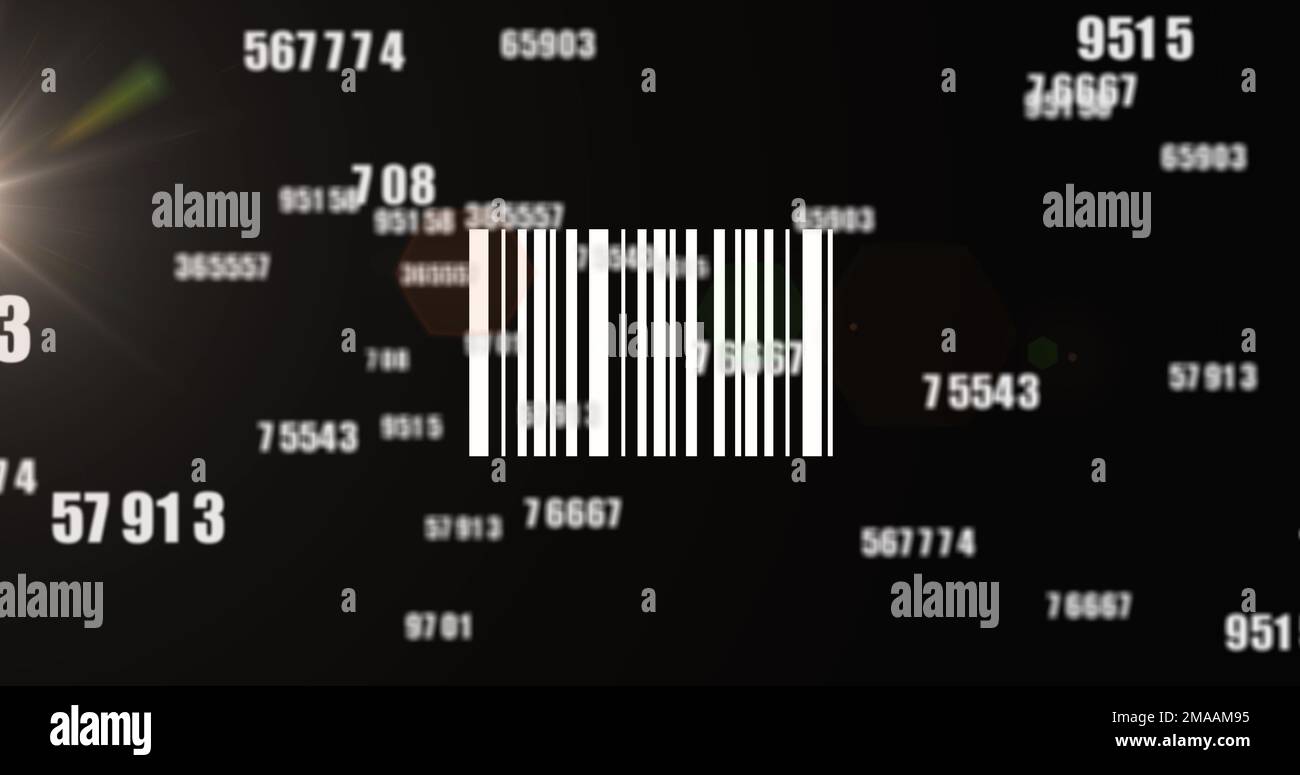 Image of bar code over data processing on black background Stock Photo ...
