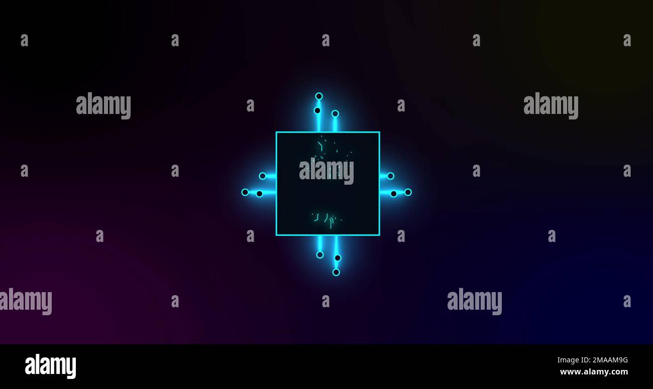 Image of integrated circuit over binary code on digital screen Stock ...