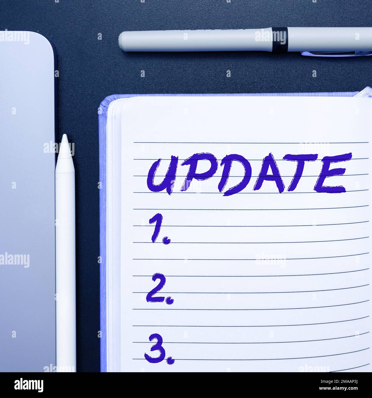 Handwriting text Update. Business idea Up to date Make something more ...