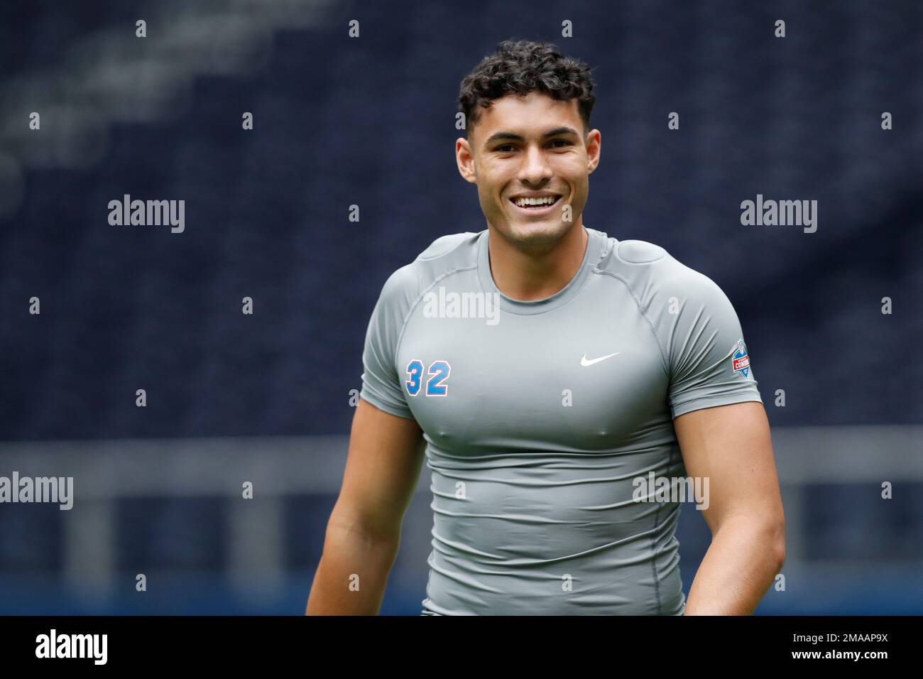 Tight end Patrick Murtagh, of Australia, participates in a drill at the ...
