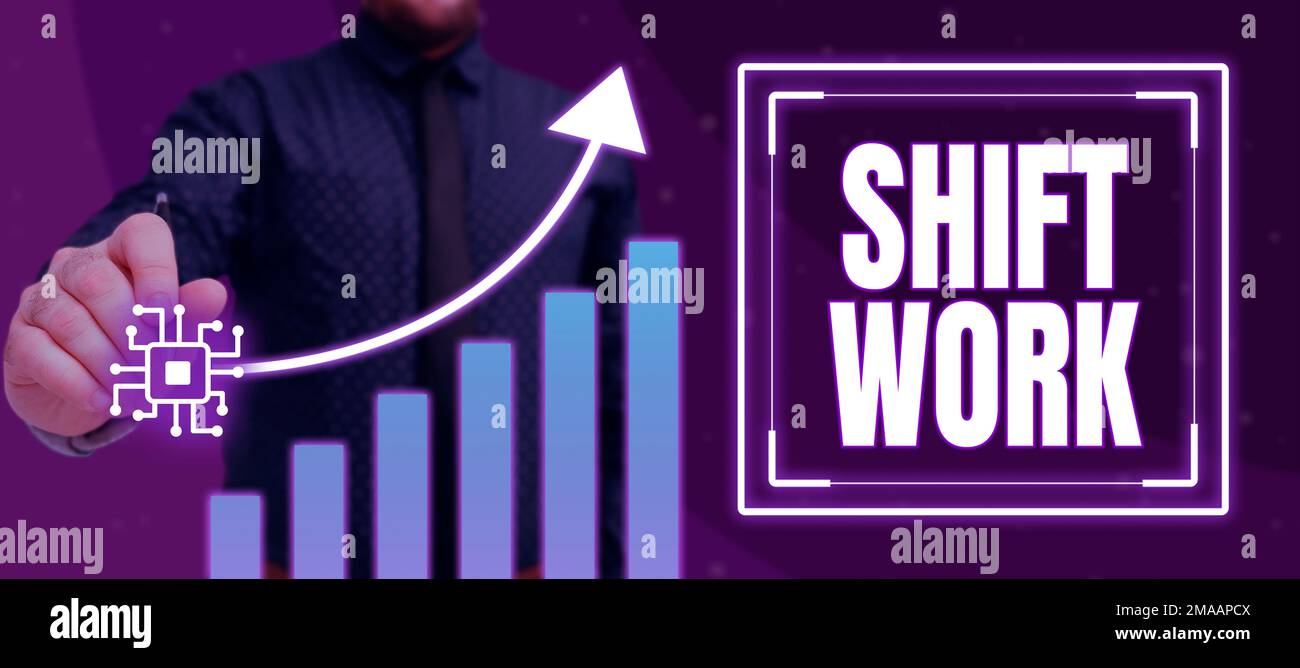 Handwriting text Shift Work. Business showcase work comprising periods ...