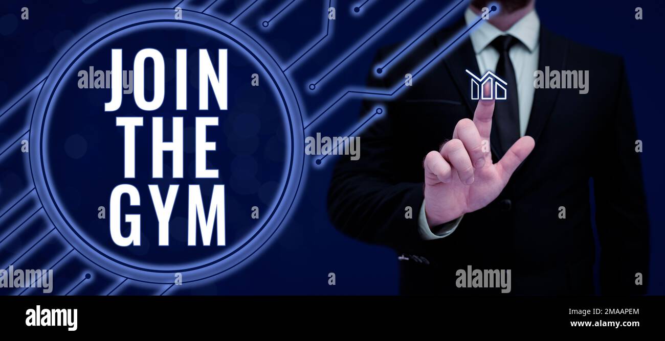 Conceptual display Join The Gym. Business showcase Motivation to start ...
