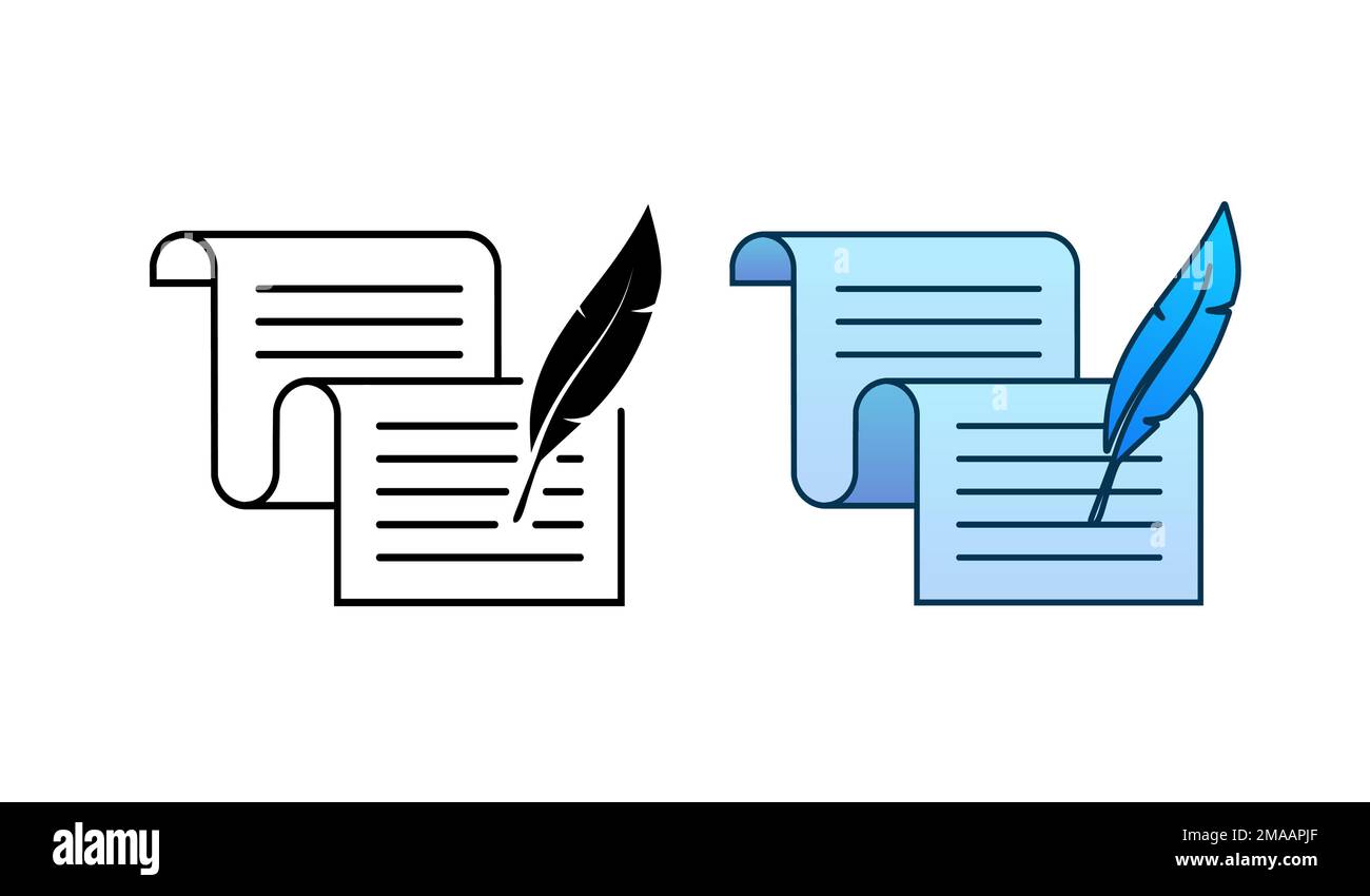 Document and feather pen. Old writing. Vector stock illustration Stock ...