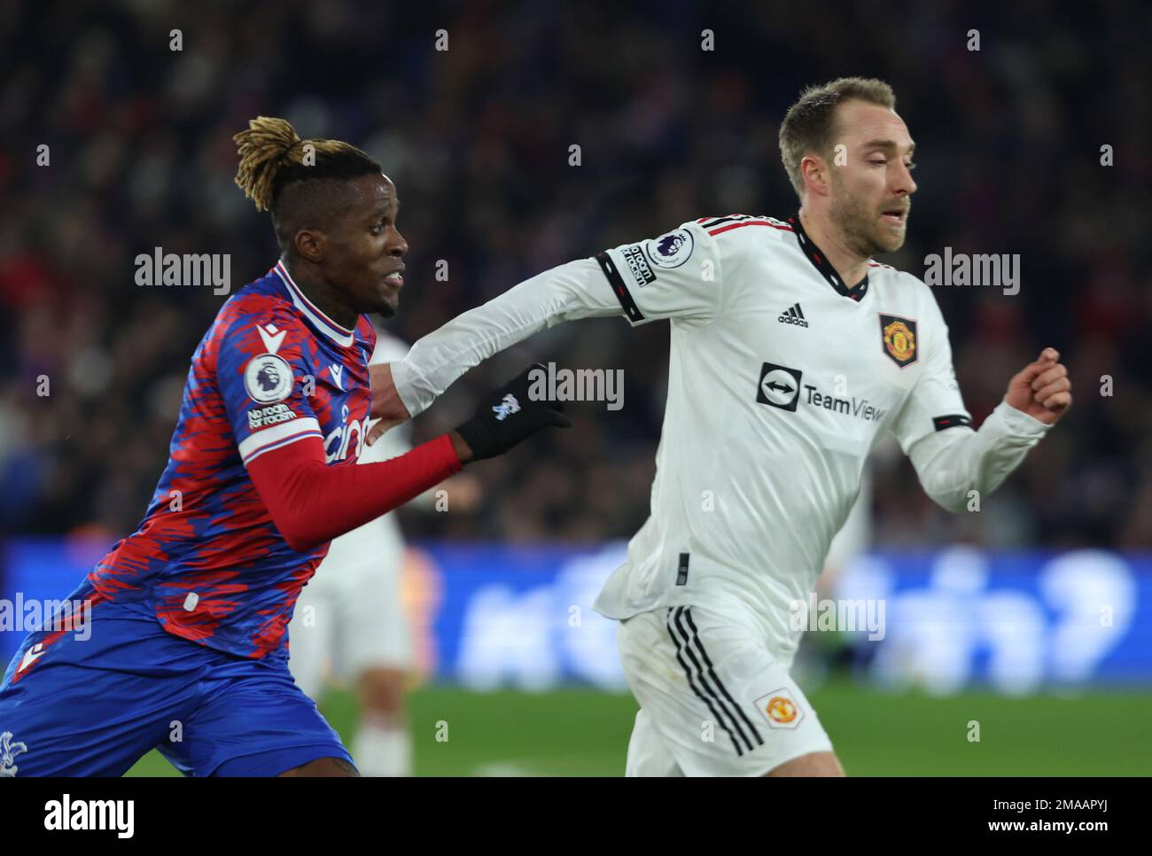 London ENGLAND - January 18: L-R Crystal Palace's Wilfried Zaha tussle ...