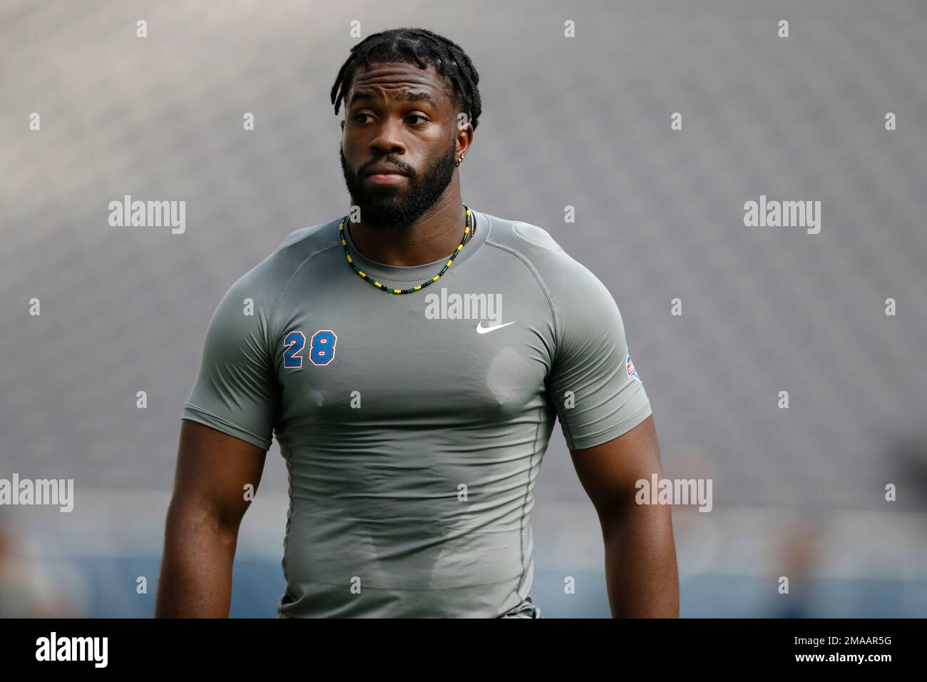 Linebacker Jai Jackson, of the United Kingdom, participates in a drill ...