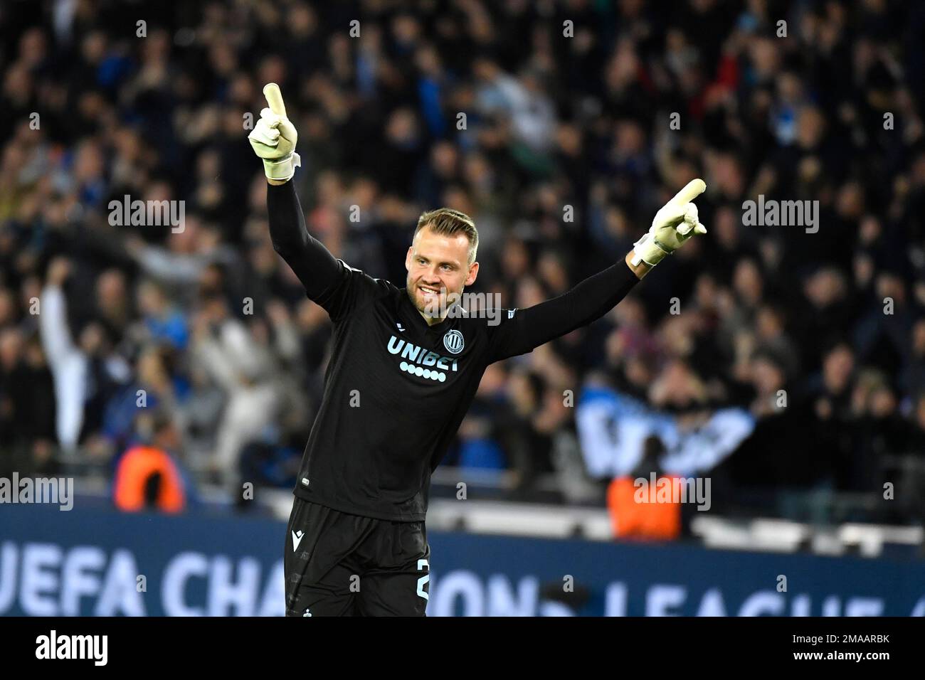 Brugge's goalkeeper Simon Mignolet celebrates after Brugge's won the ...
