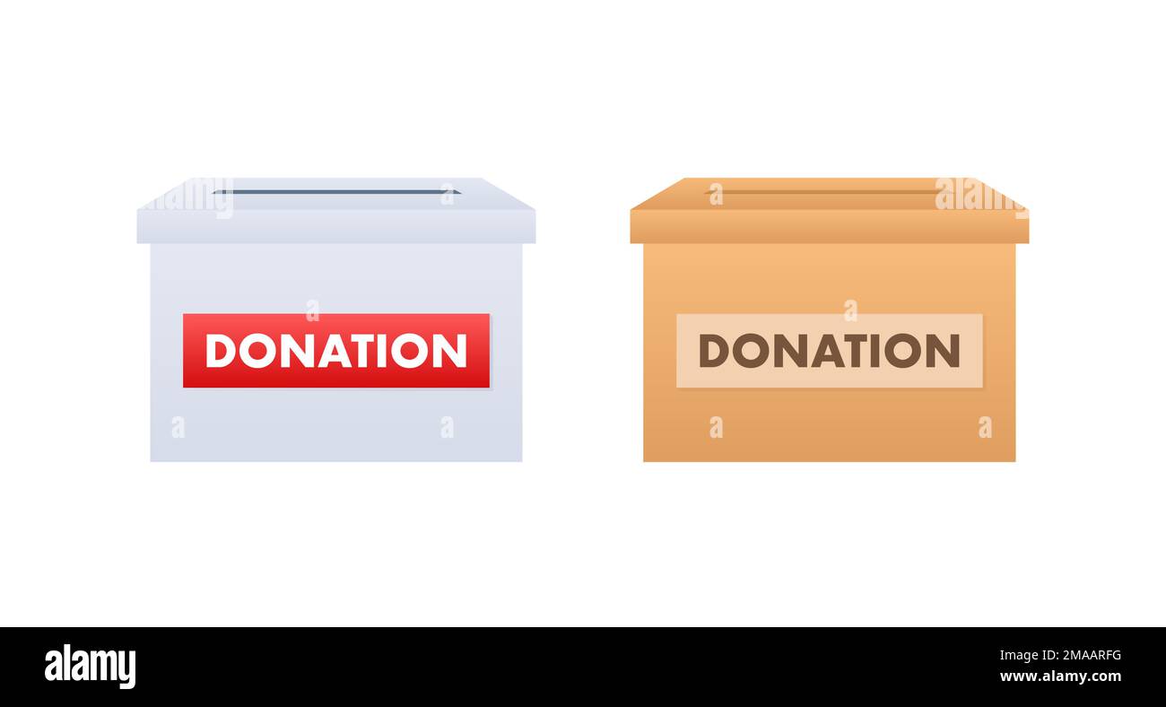 Donate money charity. Depositing coin. Donate, giving money. Vector ...