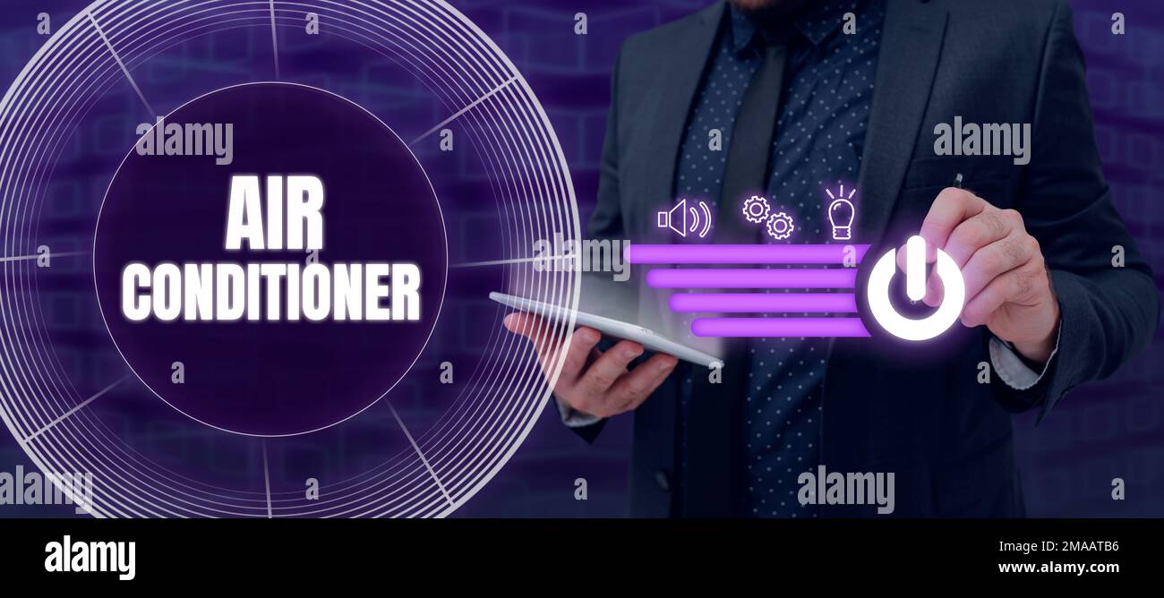 Conceptual caption Air Conditioner. Word Written on apparatus for ...