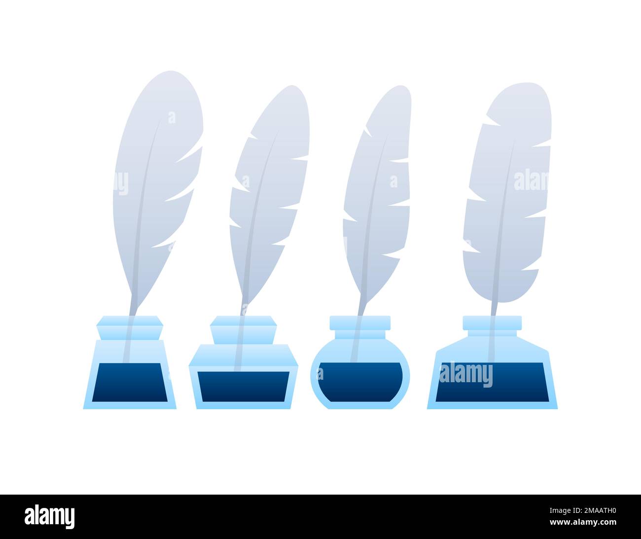 Quill and Ink Icon. Duck feather pen. Vector stock illustration Stock ...