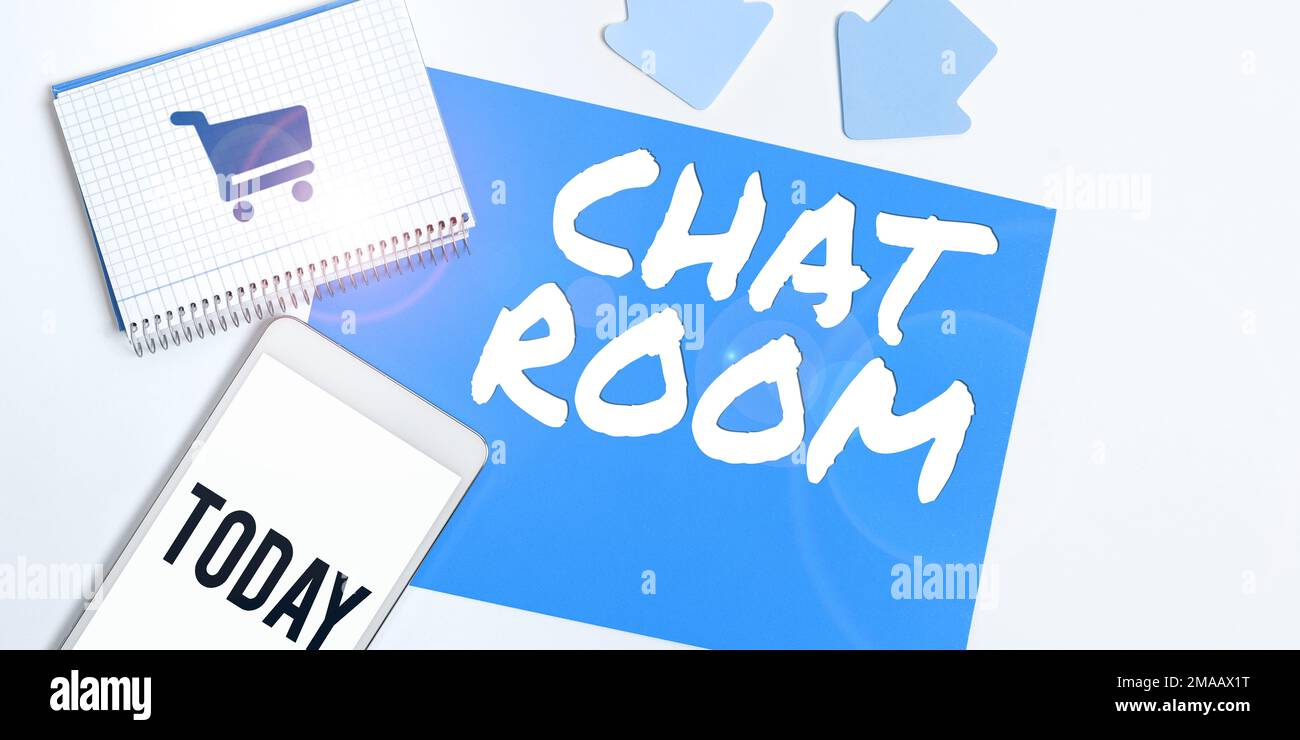 Handwriting text Chat Room. Concept meaning area on the Internet or ...