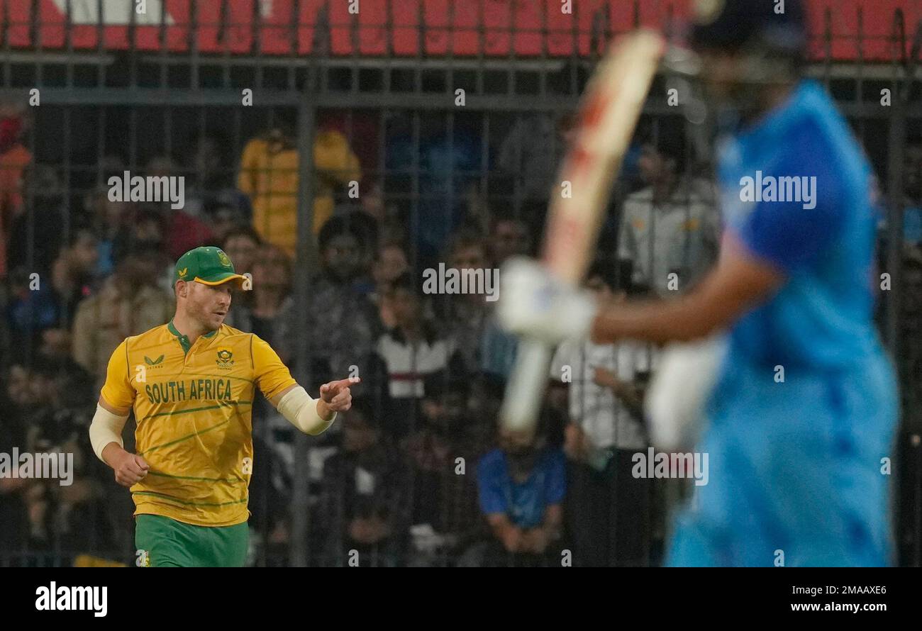 South Africa's David Miller takes the catch of India's Axar Patel ...