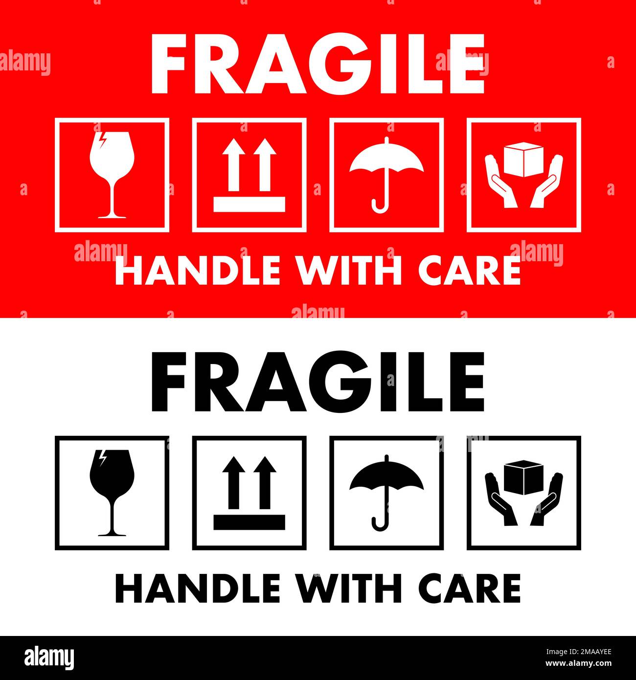 Fragile red icon. Handle with care sign, label. Vector stock ...