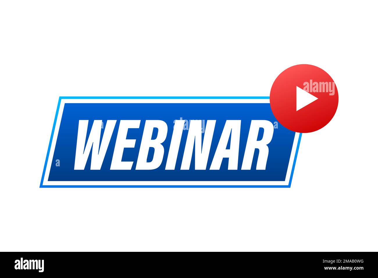 Webinar Icon, flat design style with blue play button. Webinar label ...