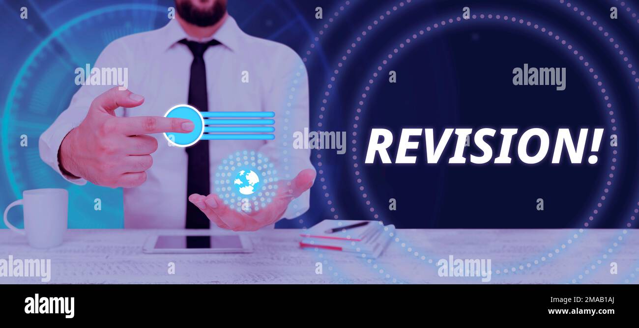 Hand writing sign Revision. Business concept action of revising over ...