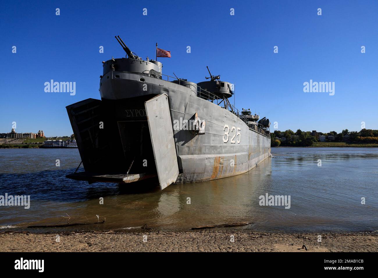 The USS LST-325, a decommissioned tank landing ship, is seen as it ...