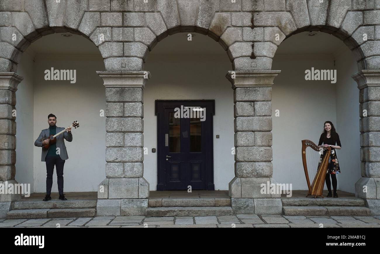 Harpist Rachel Duffy and Shayan Coohe playing the Tar, a Persian ...