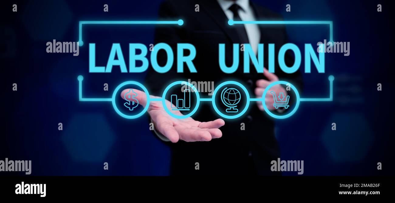 Hand writing sign Labor Union. Business showcase rules relating to ...