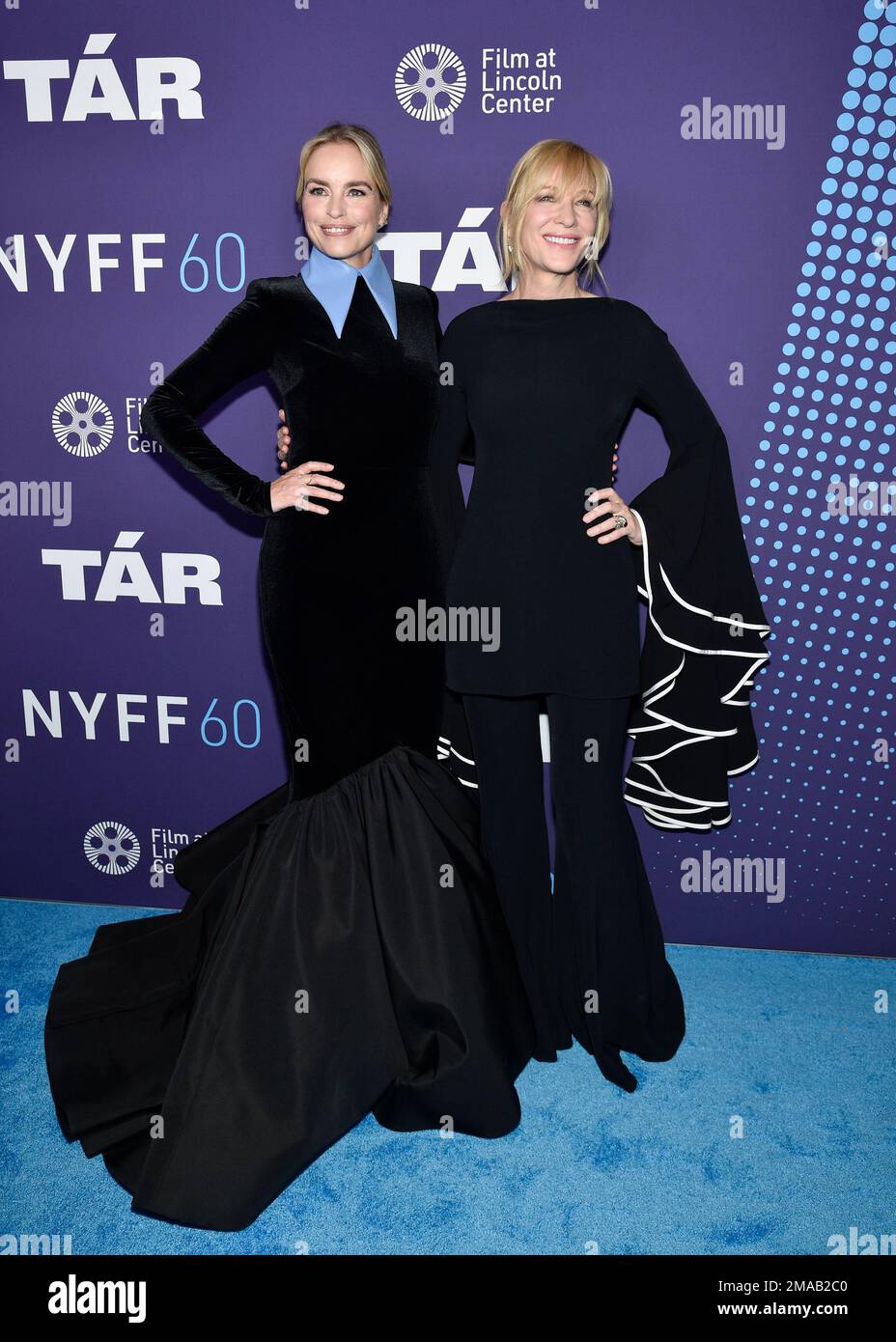 Nina Hoss, left, and Cate Blanchett attend the premiere of "Tár" at ...