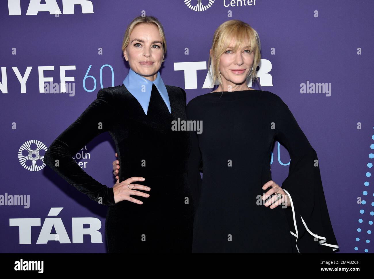 Nina Hoss, left, and Cate Blanchett attend the premiere of "Tár" at ...