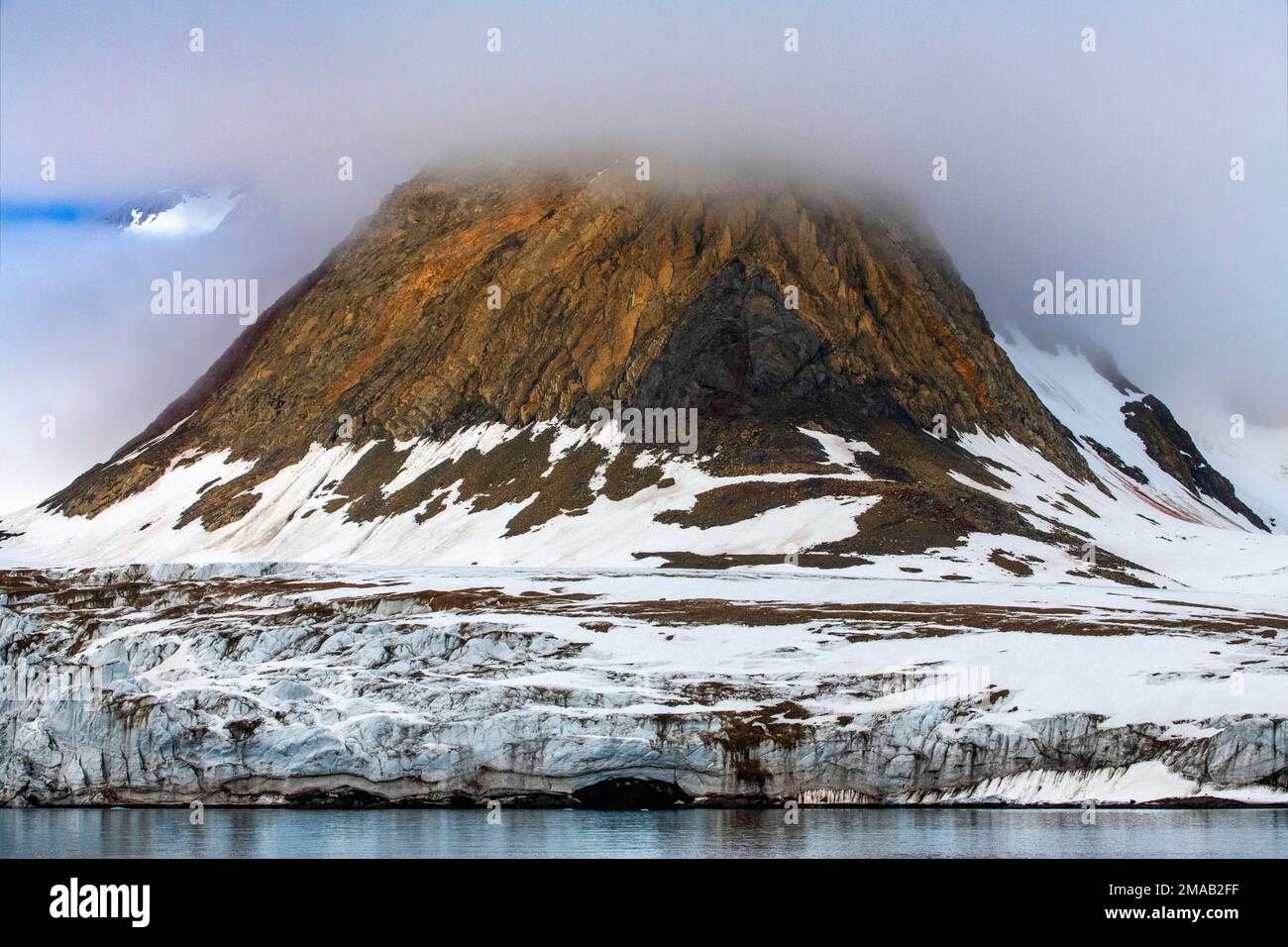 Beautiful landscape mountains in Samarinbreen Glacier, Hornsund Fjord, Svalbard Archipelago ...