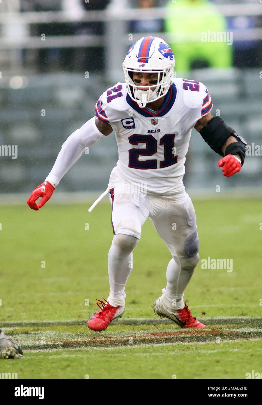Buffalo Bills safety Jordan Poyer (21) runs during an NFL football game ...