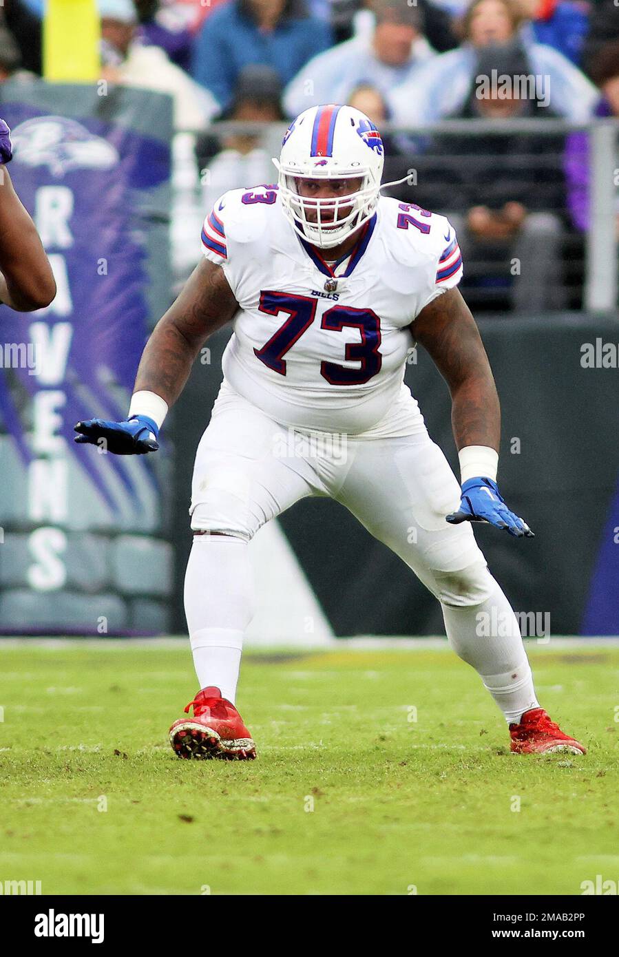 Buffalo Bills offensive tackle Dion Dawkins (73) blocks during an NFL ...