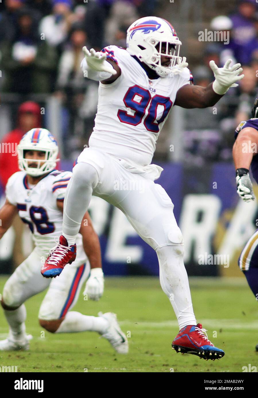 Buffalo Bills defensive end Shaq Lawson (90) runs during an NFL ...